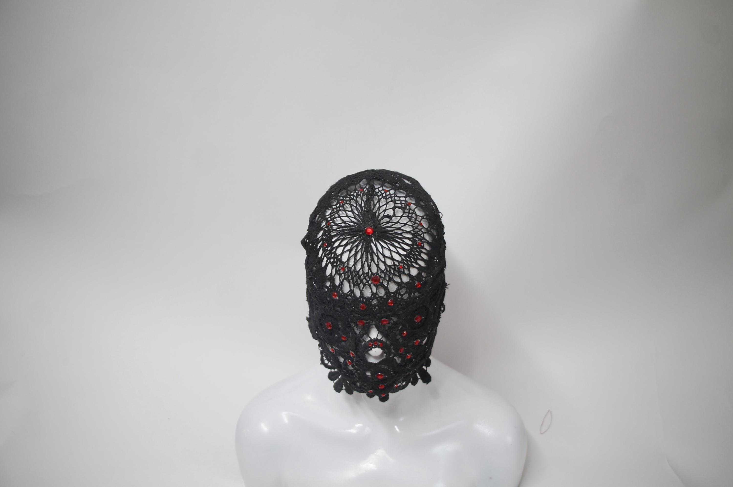 Black Gothic Full Face Lace Mask Headdress Custom Masquerade Mask ...