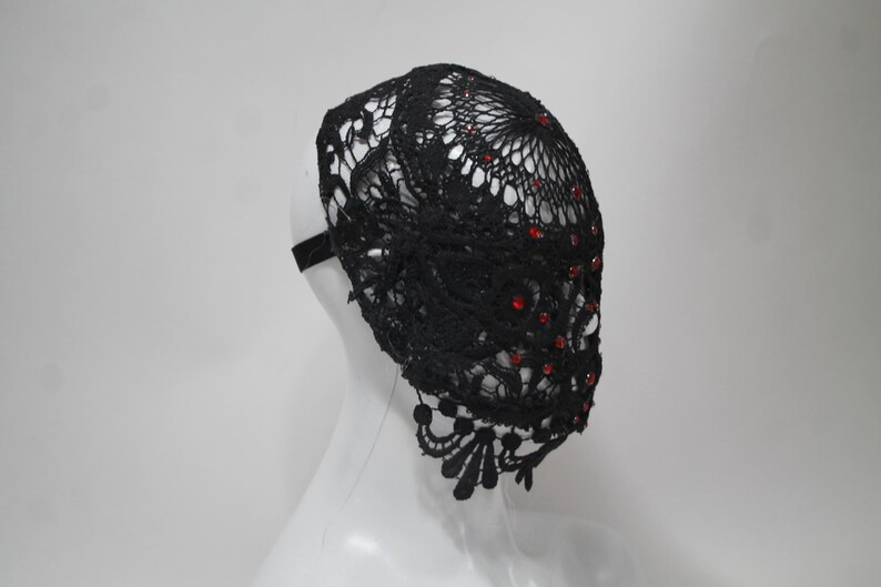 Black Gothic Full Face Lace Mask Headdress Custom Masquerade Mask ...