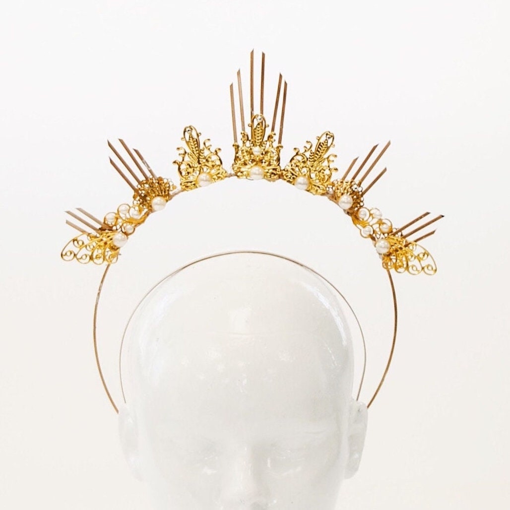 Mary Halo Crown - Virgin Mary - Saints - Headpiece - Headdress - Gold ...