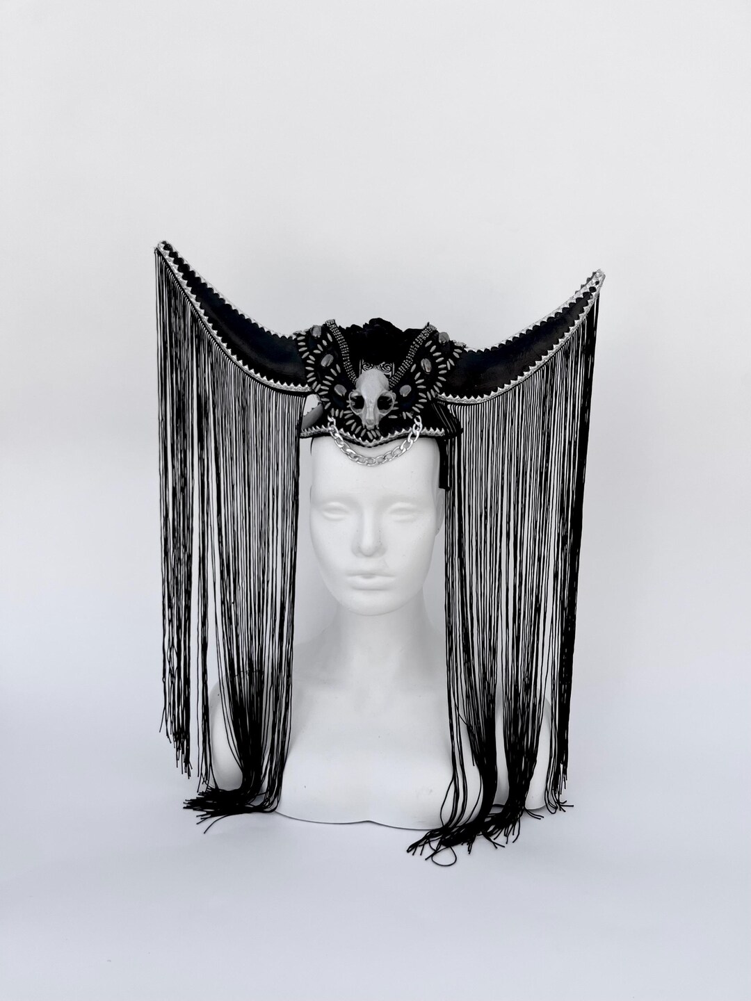 Black and Silver Tribal Horn Headpiece / Princess Warrior / Black Ice ...
