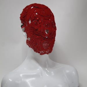 Red Full Face Lace Mask Headdress Custom Masquerade Mask Handmade ...