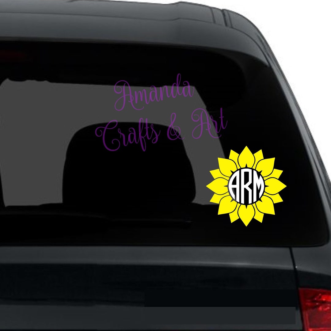 Sunflower Monogram Decal - Etsy