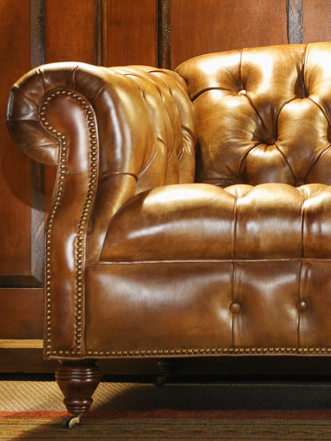 Weston Cane Chesterfield Leather Sofa - Etsy