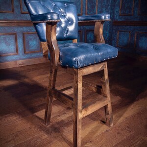La Jolla Blue Leather Bar Stool - Etsy