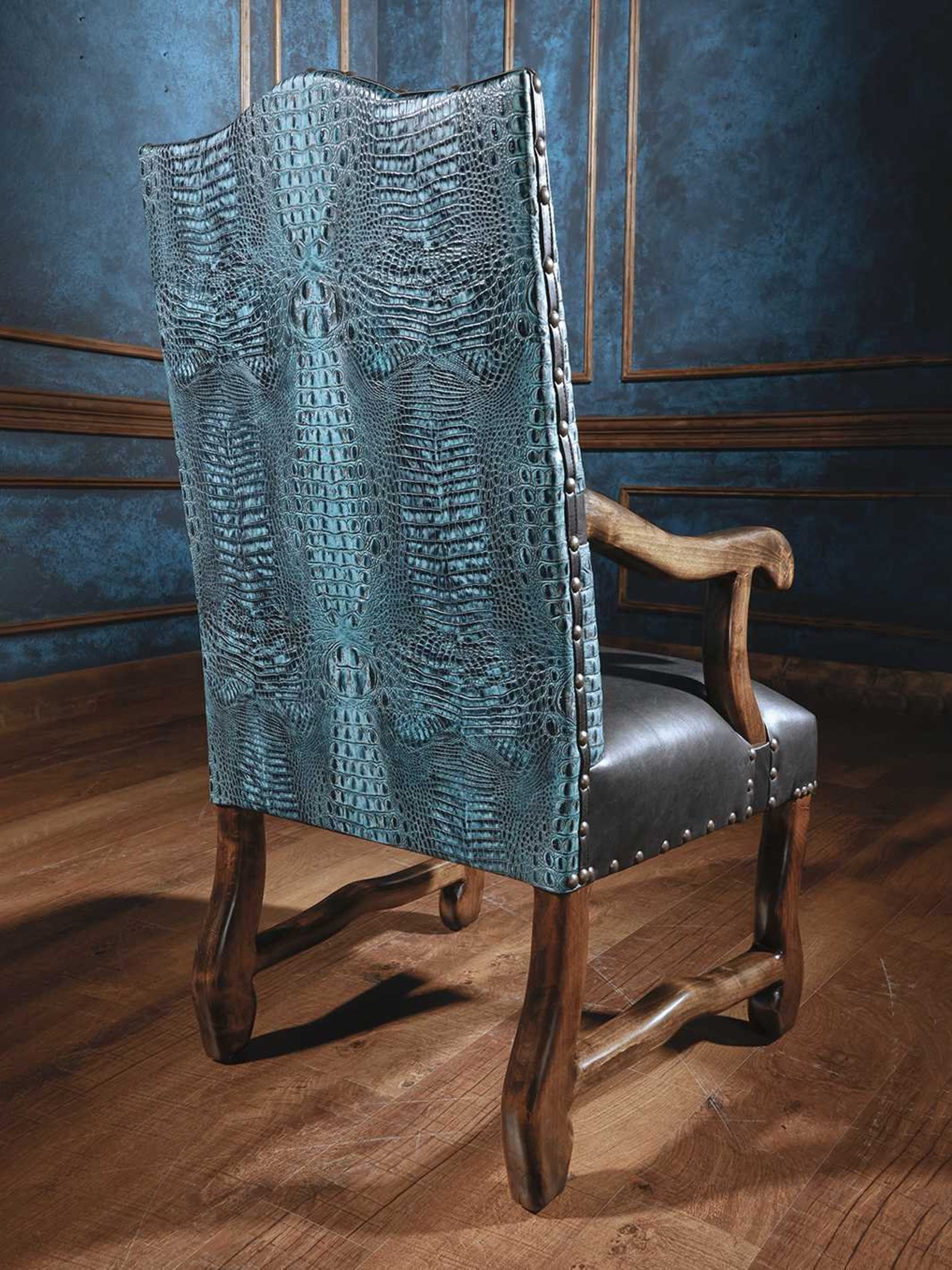 Royal Blue Leather Arm Chair - Etsy