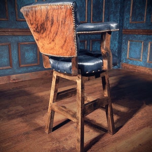 La Jolla Blue Leather Bar Stool - Etsy