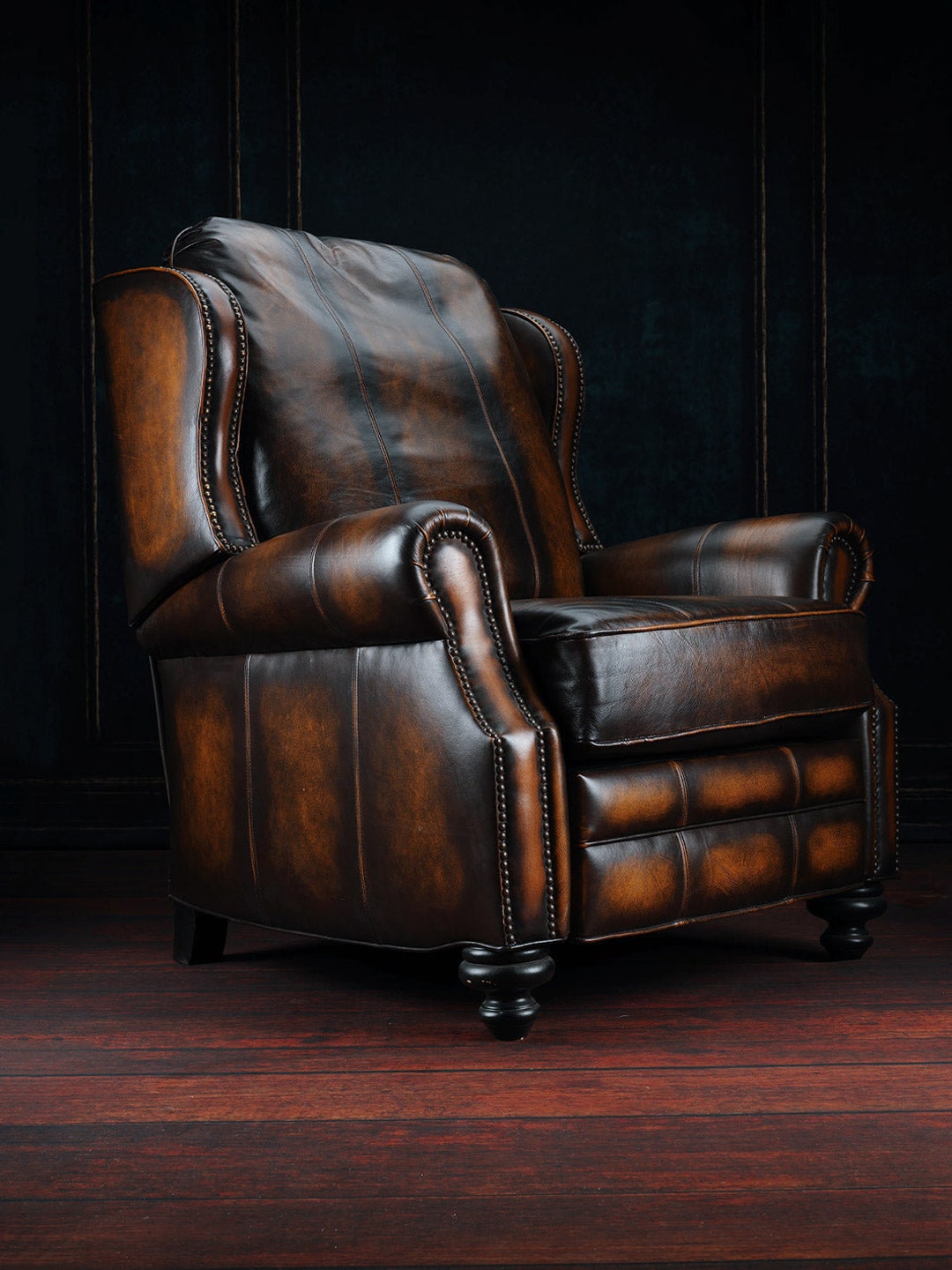 Cowboy Push Back Leather Recliner - Etsy