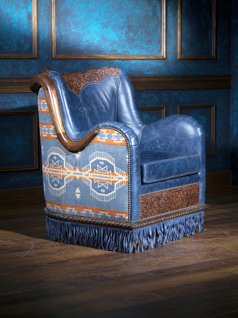 True Blue Western Accent Chair - Etsy