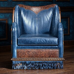 True Blue Western Accent Chair - Etsy
