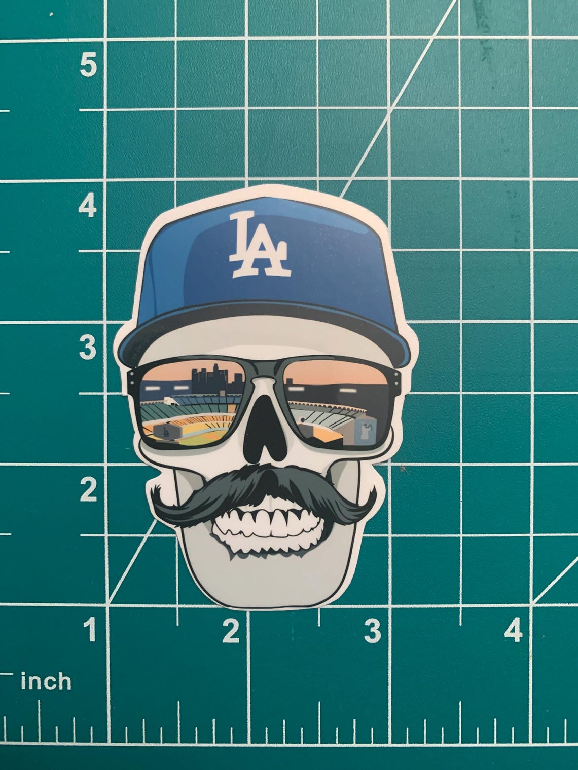 Baseball Handlebar Skull Decal Inspired by LA Fans, Dodgers Stadium Art ...