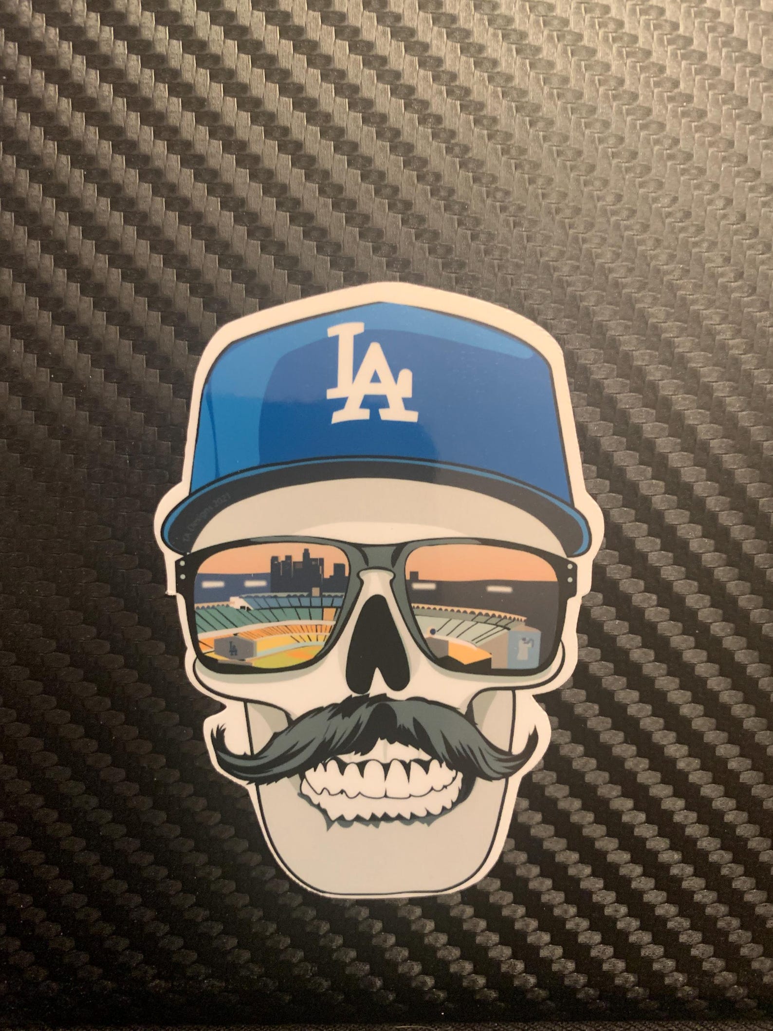 Baseball Handlebar Skull Decal Inspired by LA Fans, Dodgers Stadium Art ...