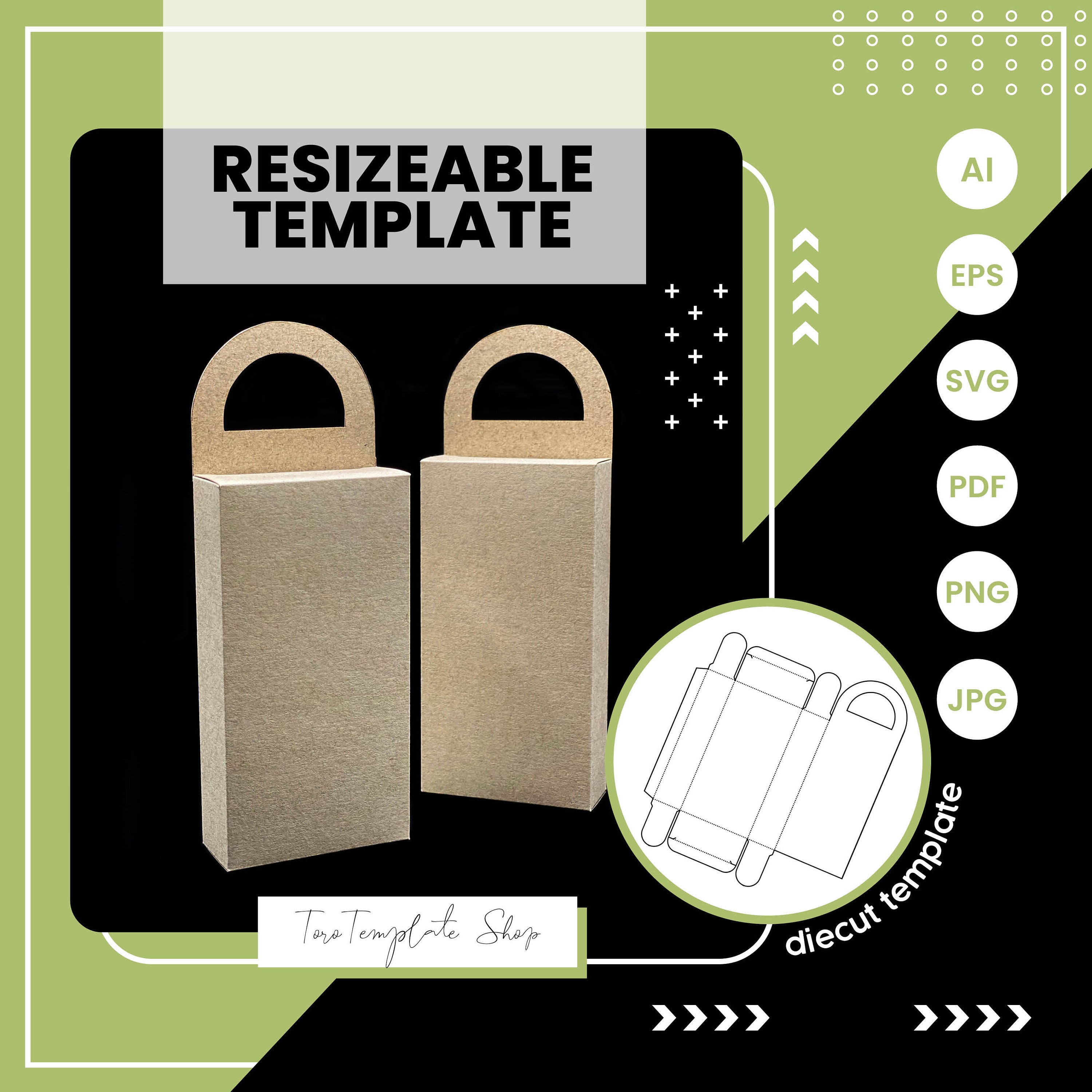 Rectangle Gift Box Template With Handle (digital Download) - Etsy