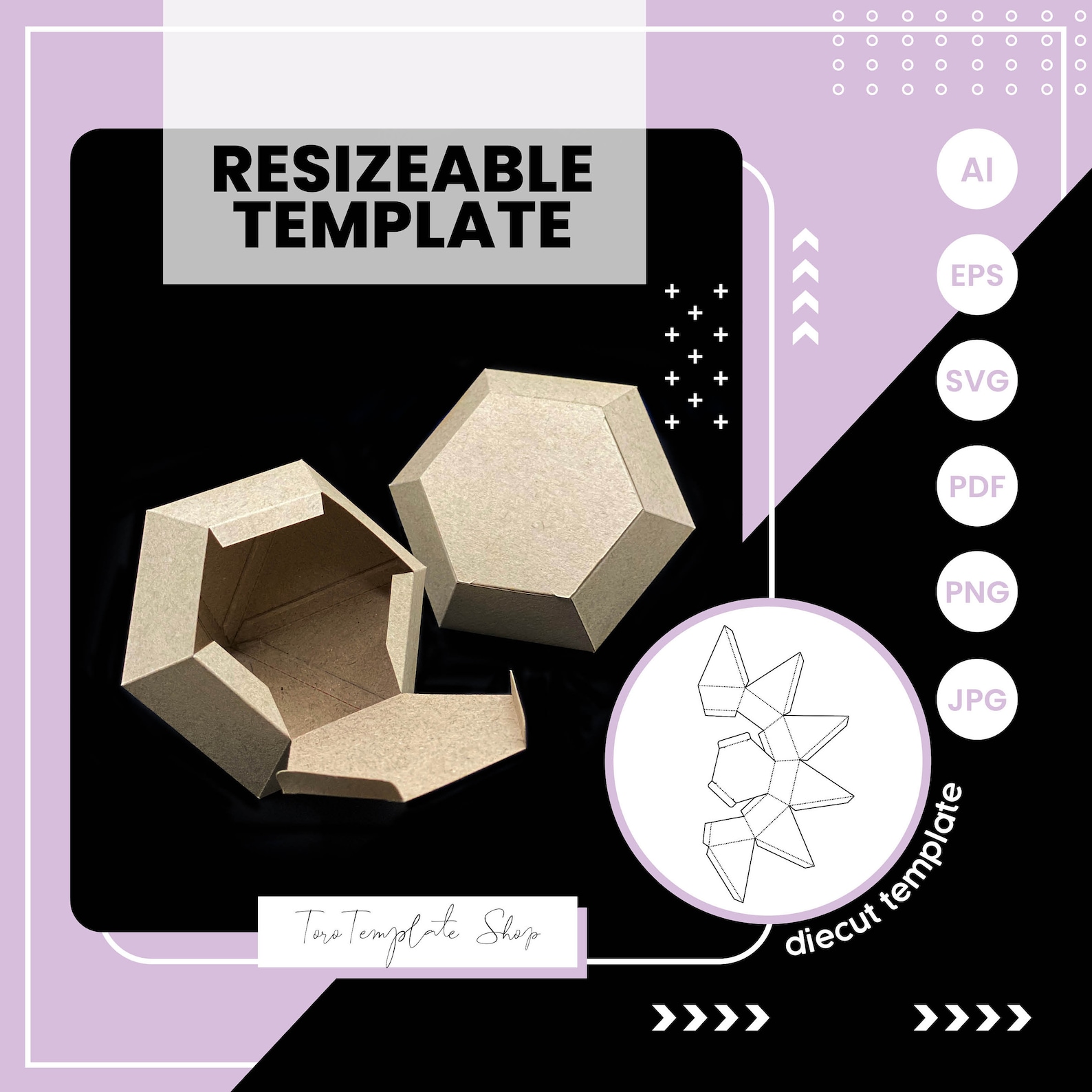 Diamond Shape Box Template, Gift Box Template, Candy Box Template ...