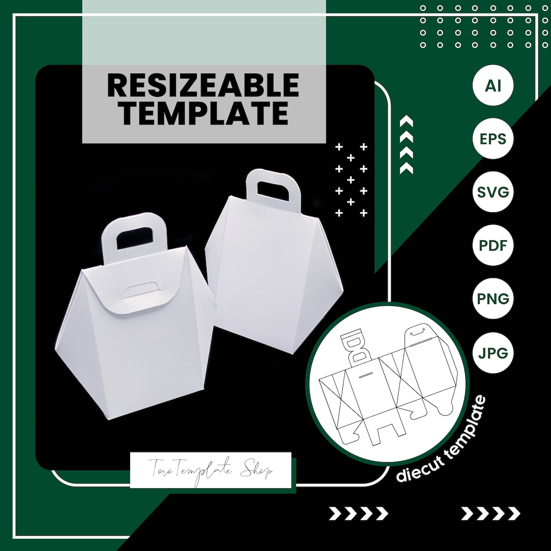 Gift Box Template: Candy Box With Handle (digital Download) - Etsy