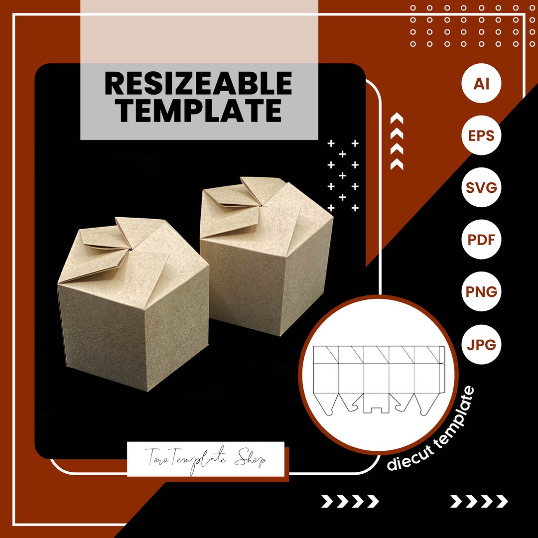 Pentagon Box Template, Gift Box Template, Candy Box Template, Cookies ...