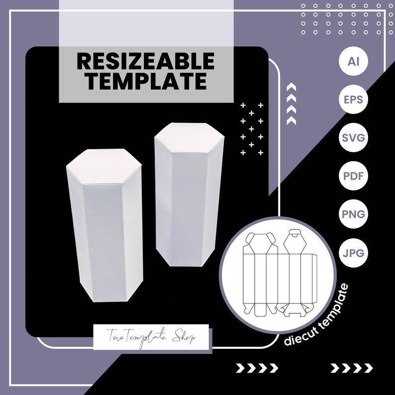 Hexagon Box Template, Gift Box Template, Candy Box Template, Cookies ...