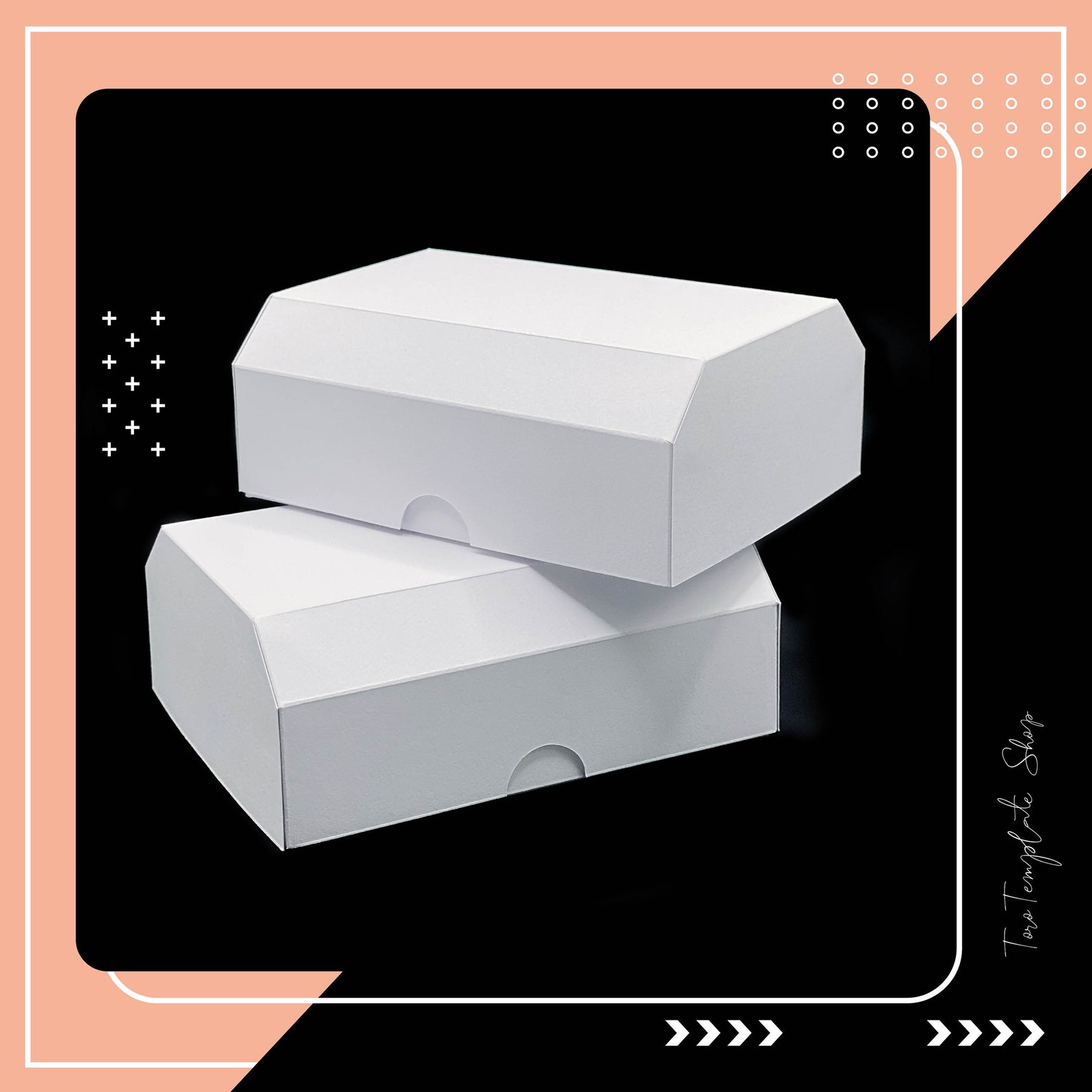 Chamfered Box With Lid Template, Gift Box Template, Bakery Box Template ...