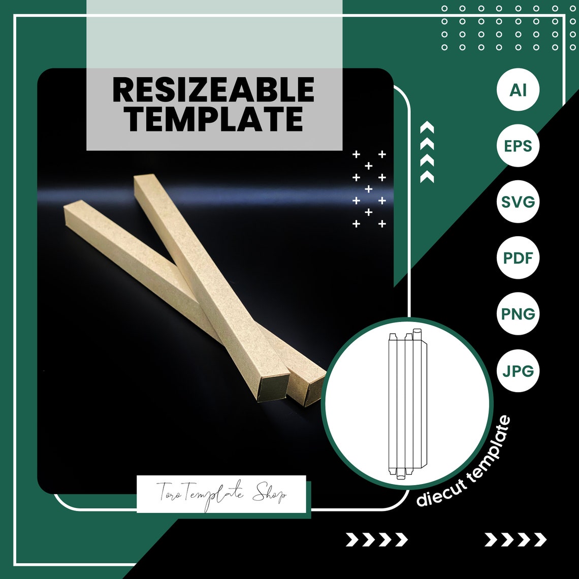Resizeable Pen/pencil/chopsticks Box Template (digital Download) - Etsy