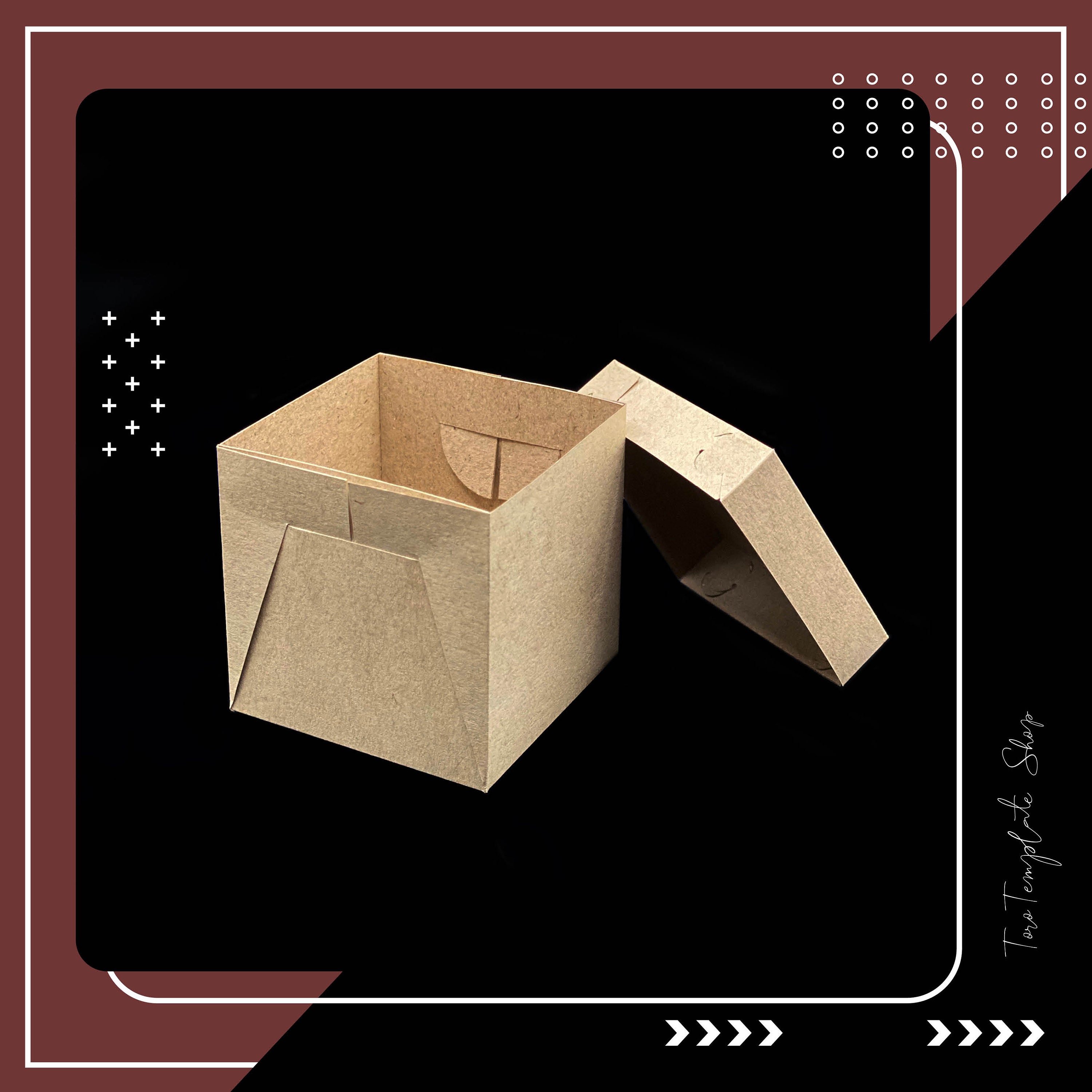 Square Box With Lid Template, Gift Box Template, Candy Box Template ...