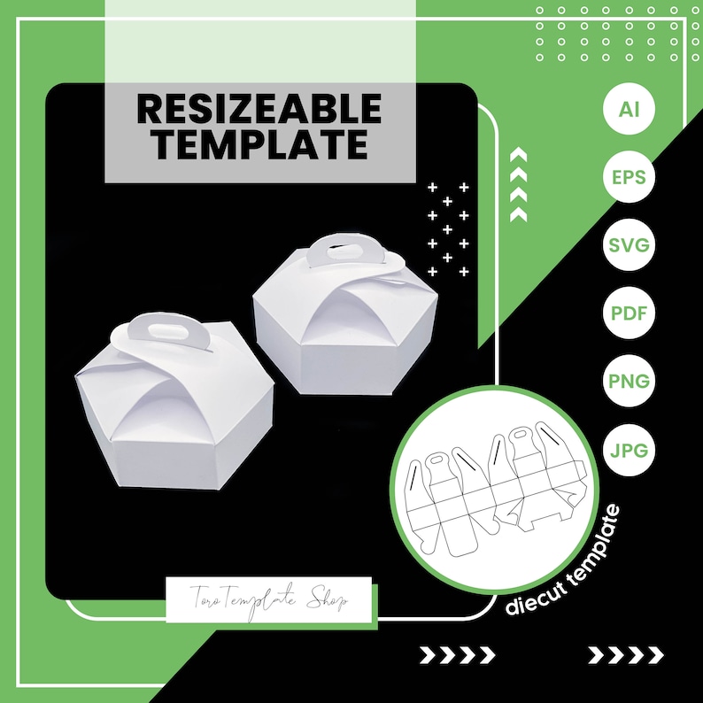 Hexagon Box With Handle, Hexagon Box Template, Gift Box Template, Candy ...