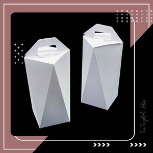 Angled Side Box With Handle Template, Gift Box Template, Candy Box ...