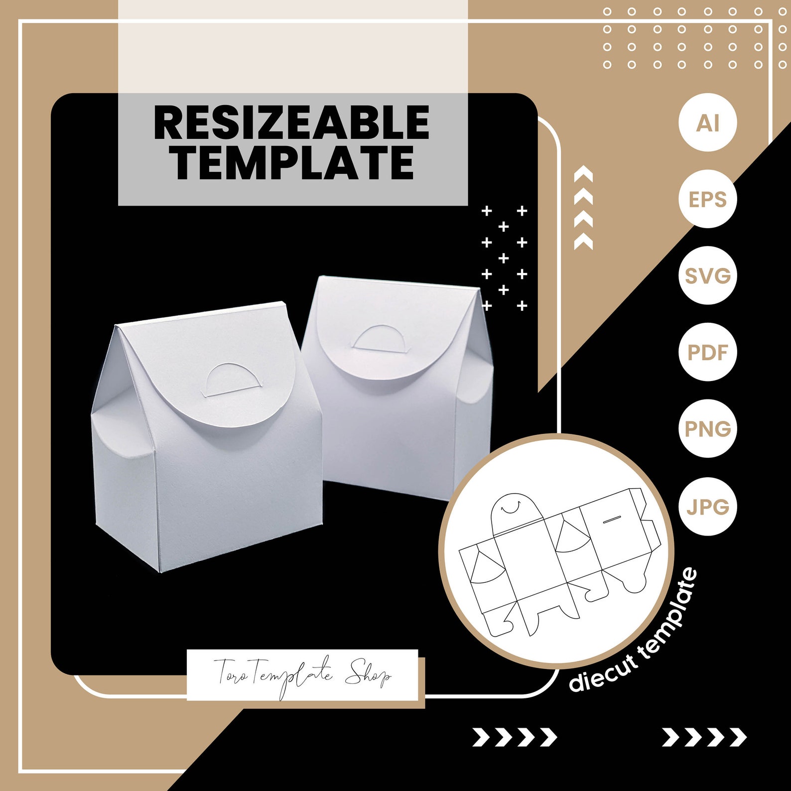 Rectangle Flip Box Template, Gift Box Template, Candy Box Template ...