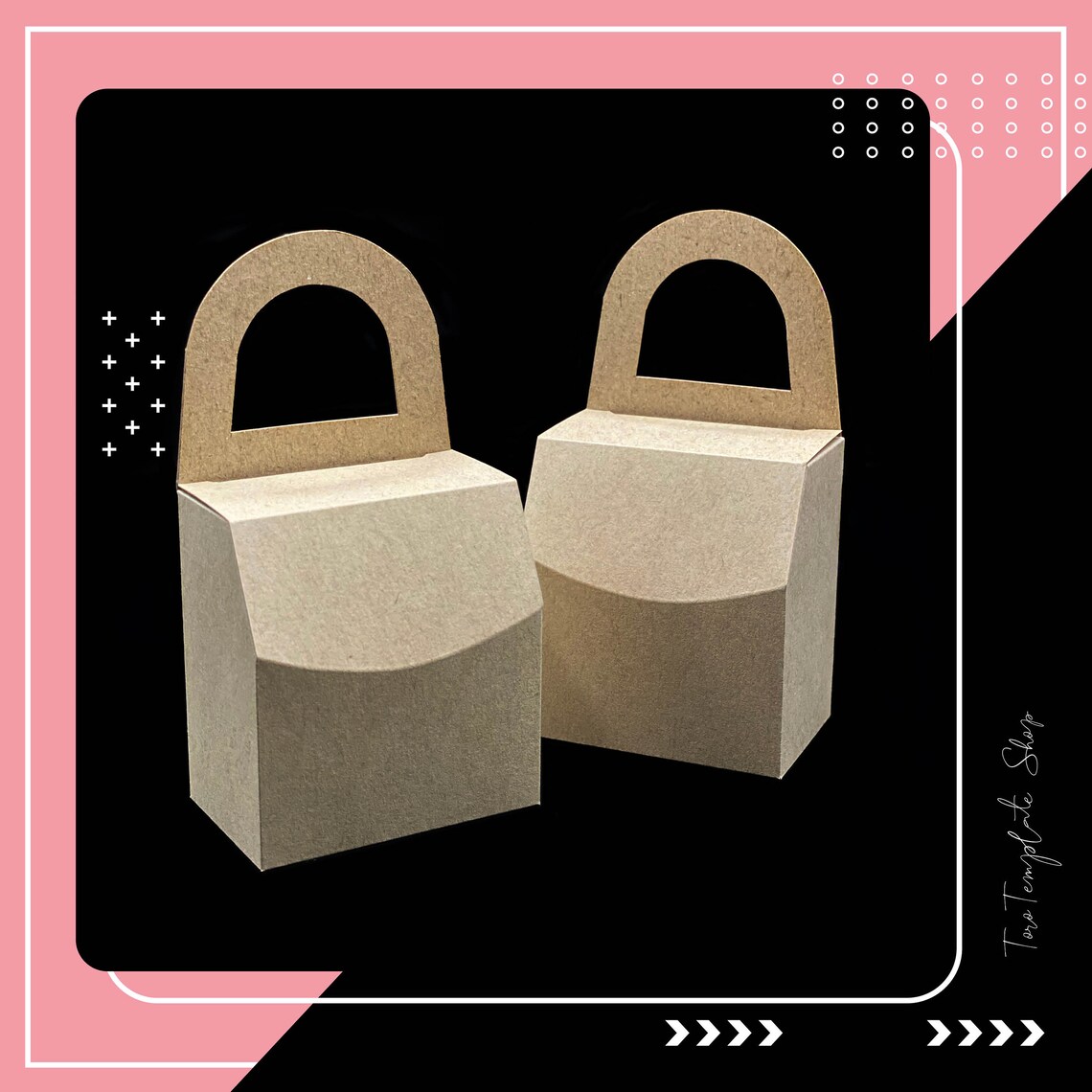 Box With Handle Template Gift Box Template Candy Box - Etsy