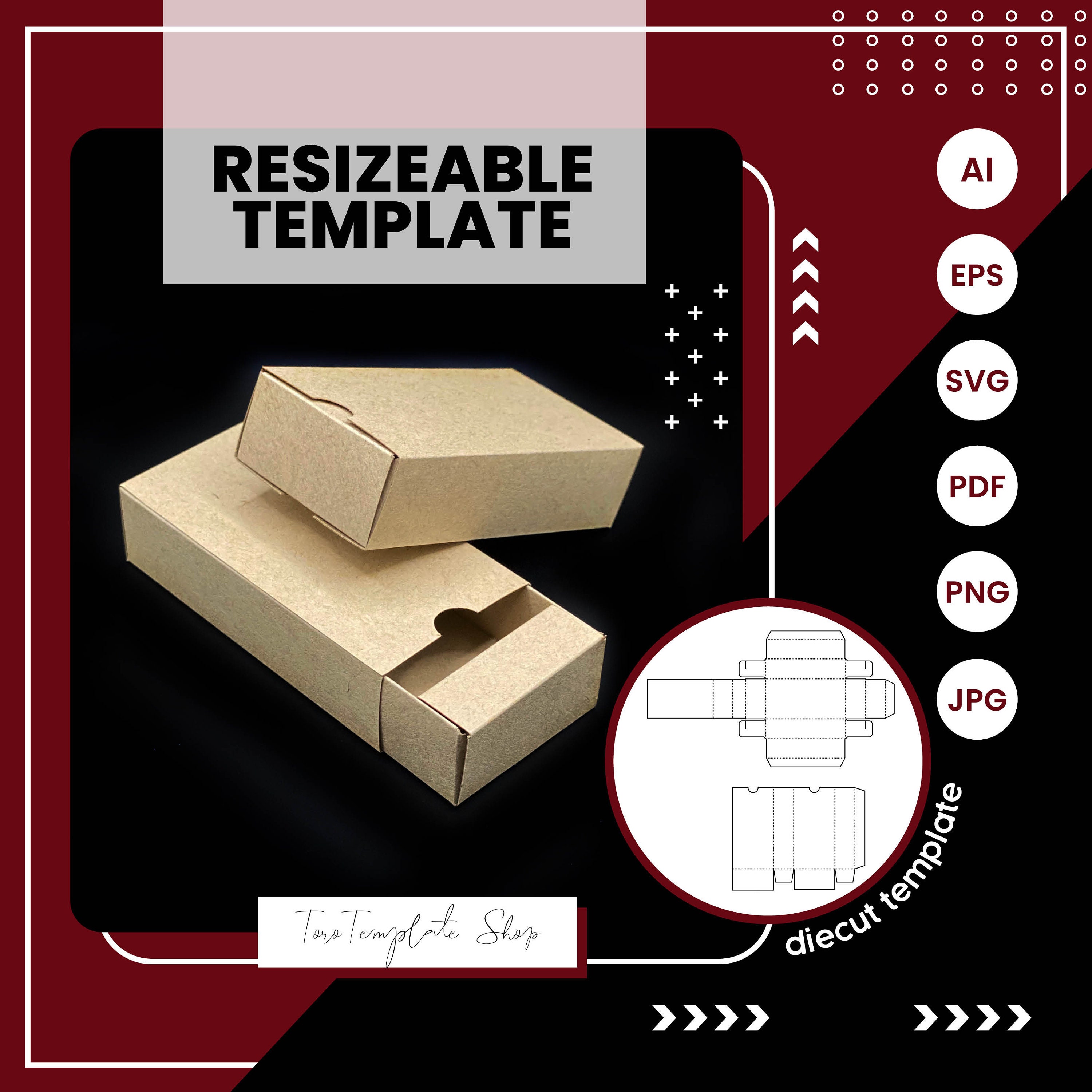 Rectangle Drawer Box Template, Gift Box Template, Cookies Box Template ...