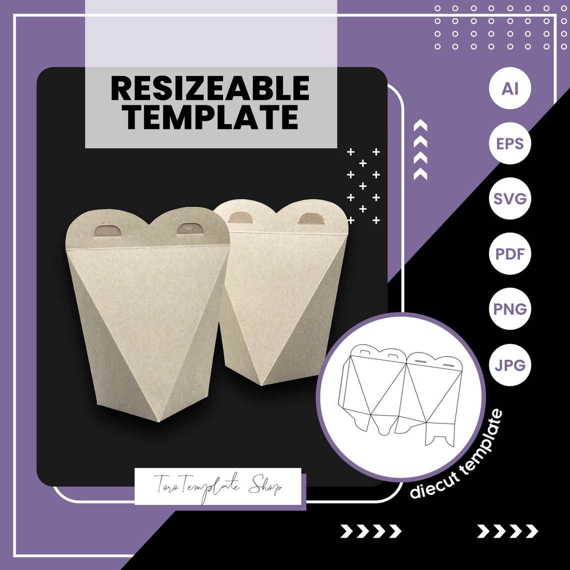 Heart Shape Box Template, Gift Box Template, Resizeable Template ...