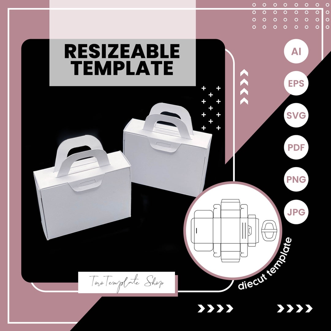 Rectangle Box With Handle Template, Gift Box Template, Box Template ...