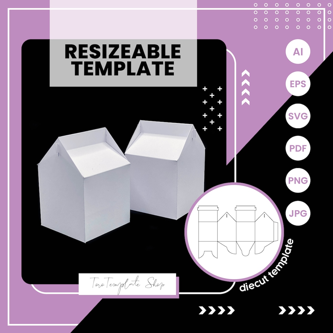 House Shape Box Template: Printable Gift/candy/cookie Box (digital ...