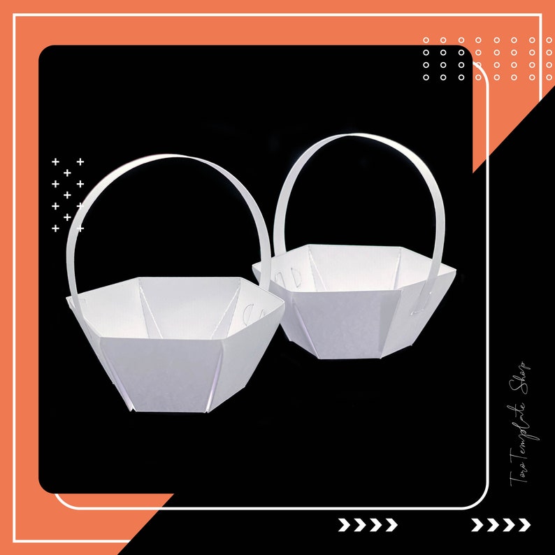 Basket Box With Handletemplate, Basket Gift Box Template, Basket Candy ...