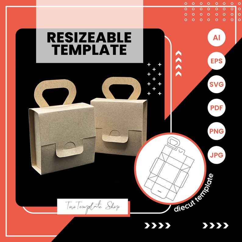 Box With Handle Template, Gift Box Template, Candy Box Template ...