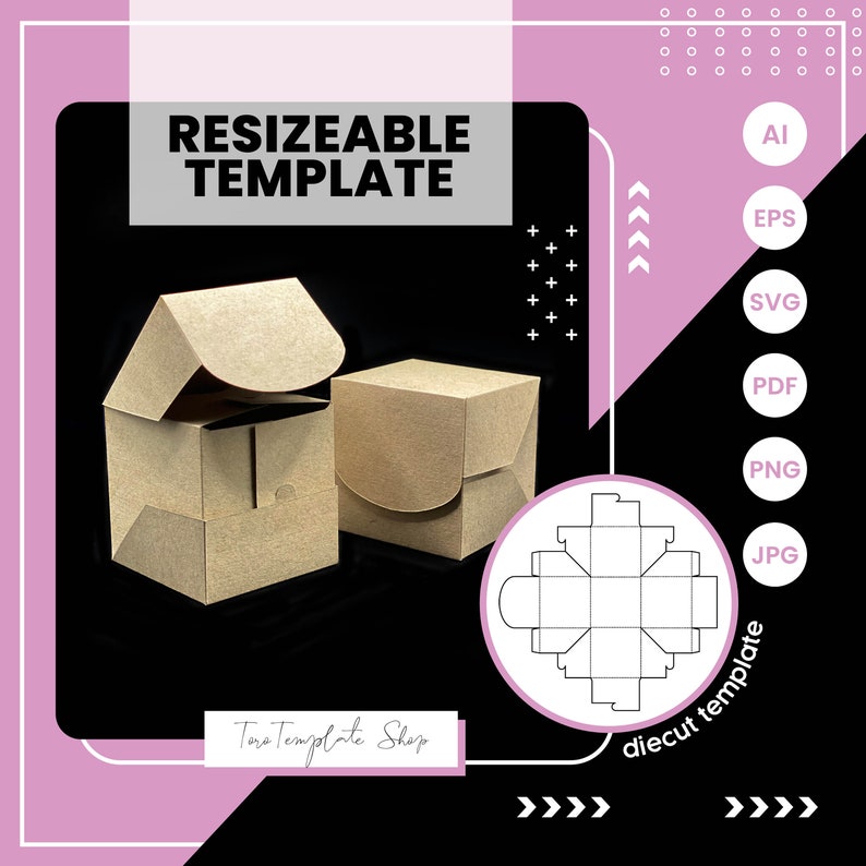 Square Box Template, Gift Box Template, Candy Box Template, Cookies Box ...
