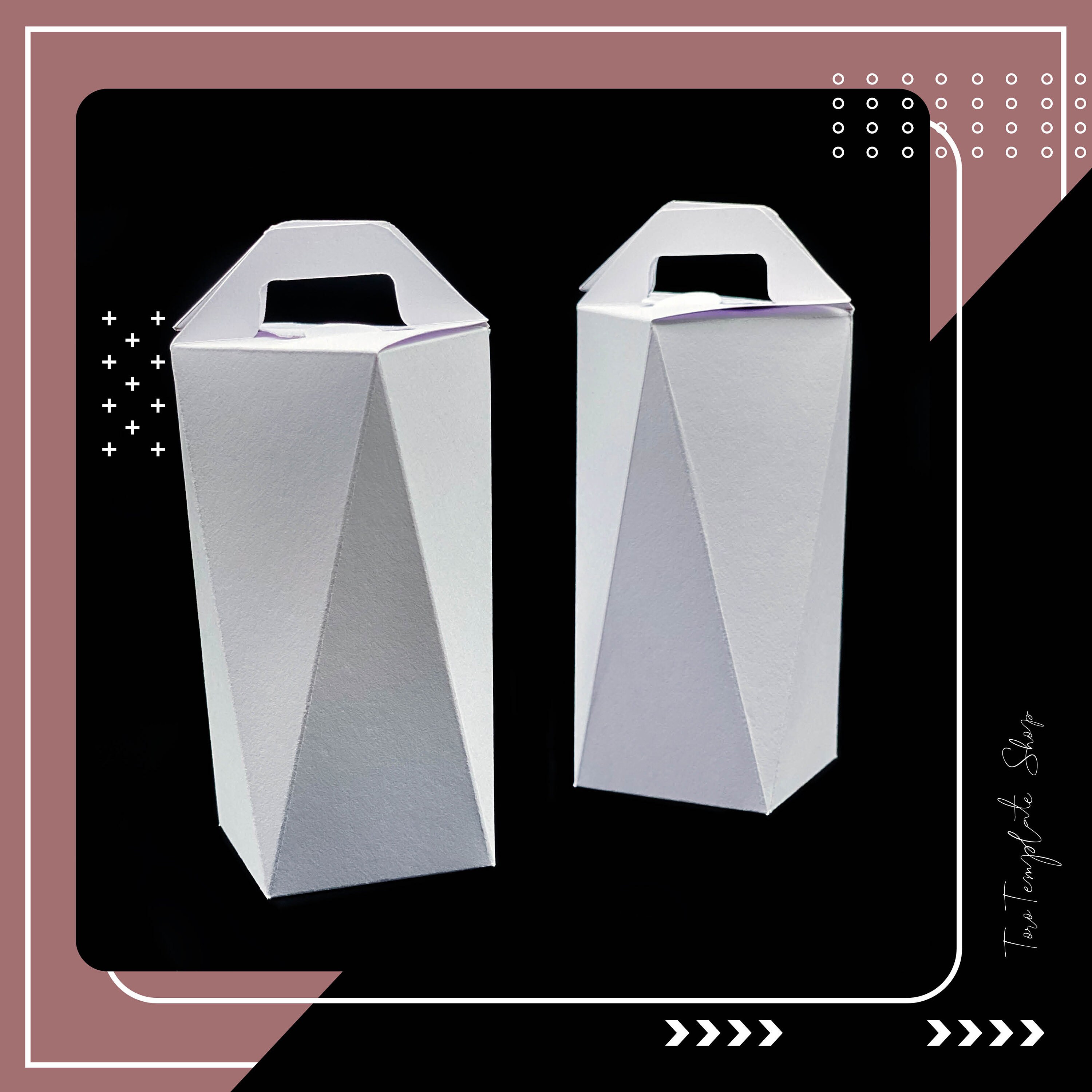 Angled Side Box With Handle Template, Gift Box Template, Candy Box ...