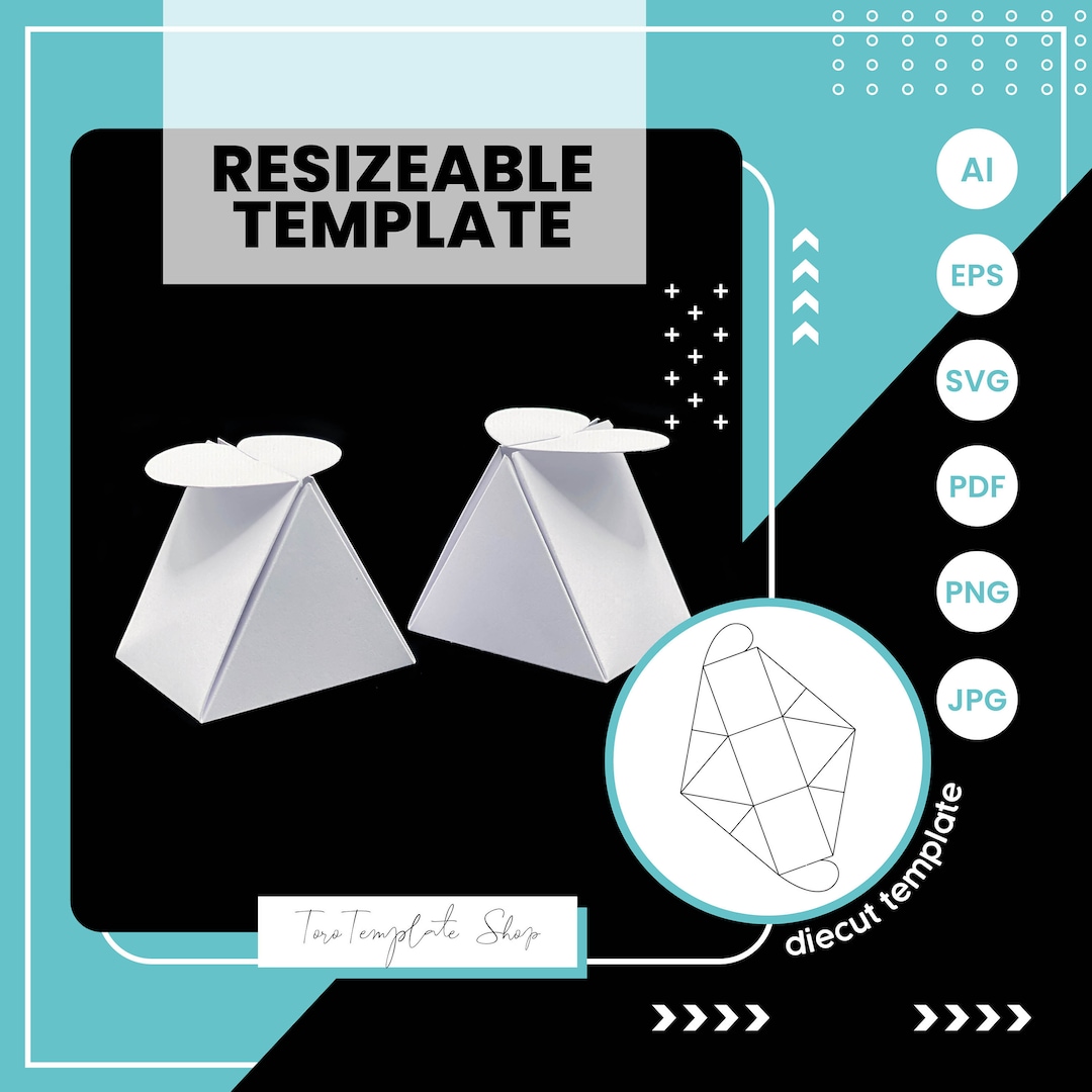 Triangle Box Template, Gift Box Template, Jewelry Box Template, Candy ...
