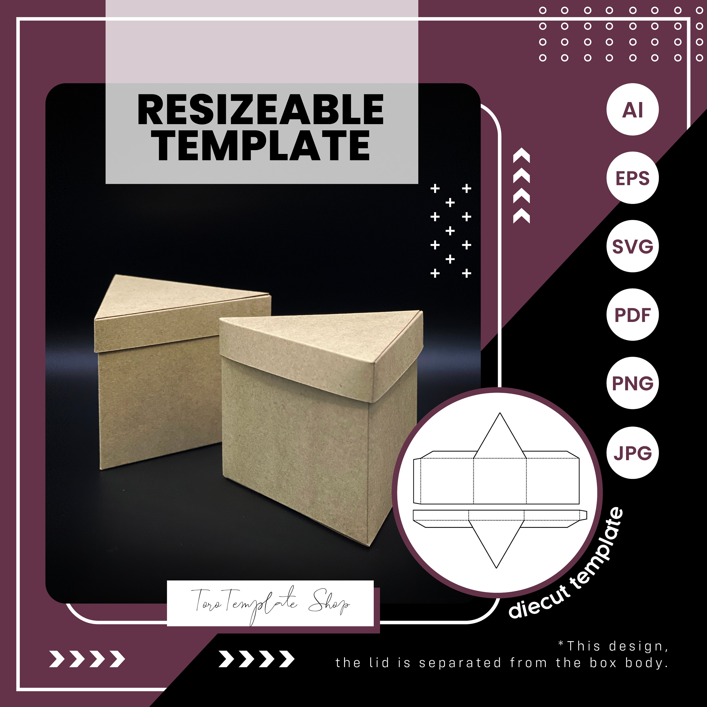 Triangle Box Template, Cookies Box Template, Gift Box Template, Box ...