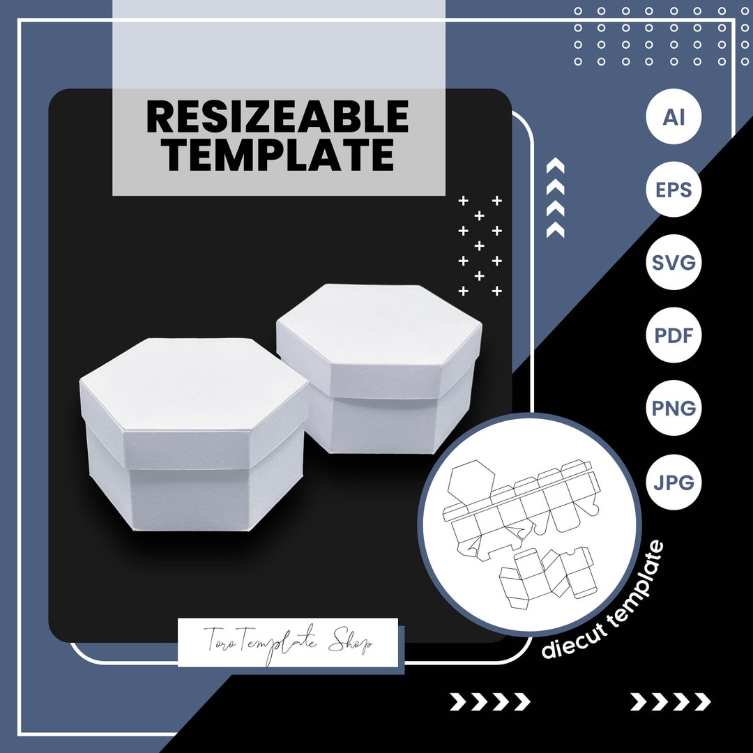 Hexagon Box Template, Box With Lid Template, Gift Box Template, Candy ...