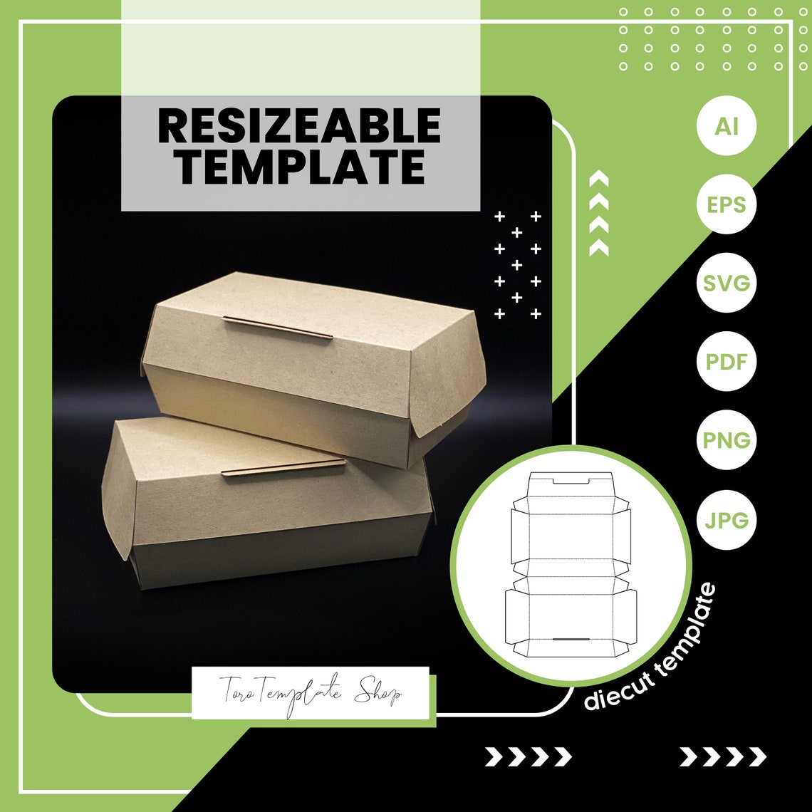 Resizeable Gift Box Template: Candy, Cookies (digital Download) - Etsy