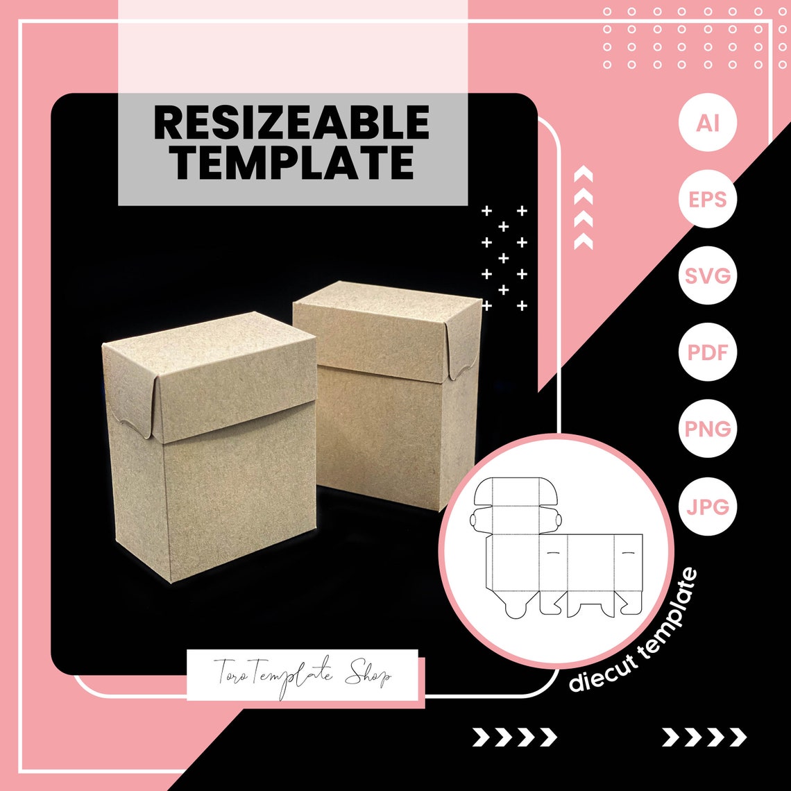 Rectangle Gift Box Template: Resizeable Candy/coin Box (digital ...