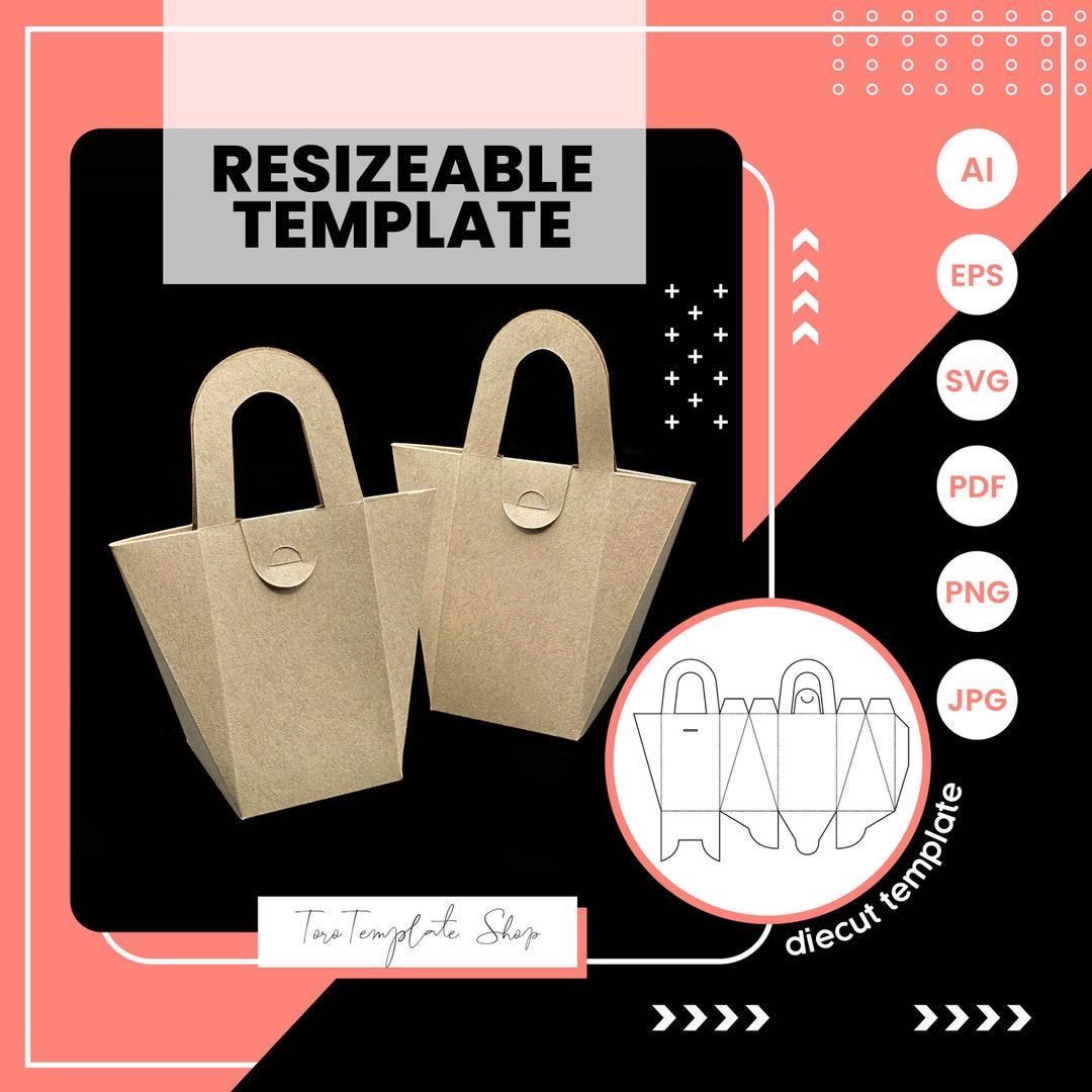 Box With Handle Template, Gift Box Template, Candy Box Template ...