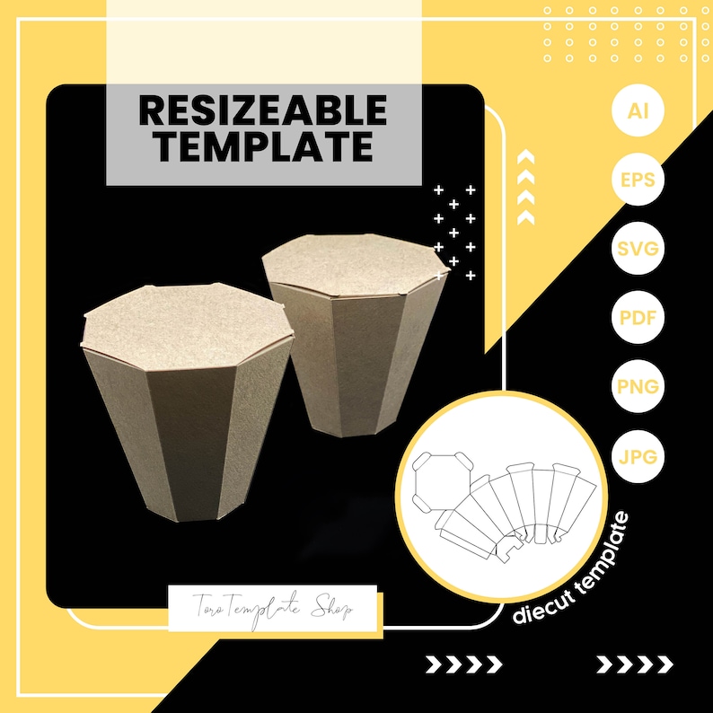 Octagon Box Template, Gift Box Template, Candy Box Template, Cookies ...