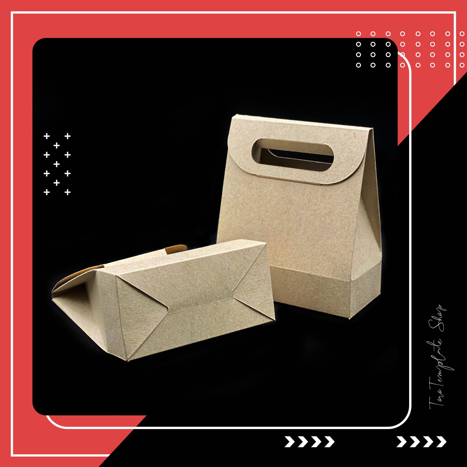 Gift Box Template: Printable Candy/cookie Box With Handle (digital ...