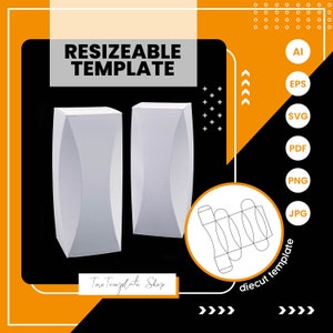 Curved Box Template, Gift Box Template, Candy Box Template, Resizeable ...