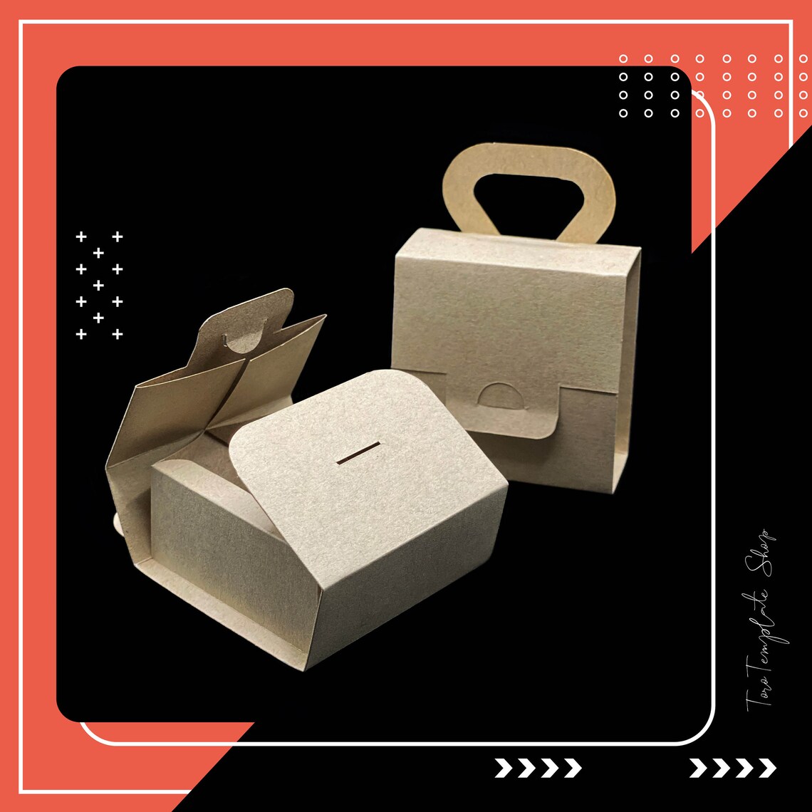 Box With Handle Template, Gift Box Template, Candy Box Template ...