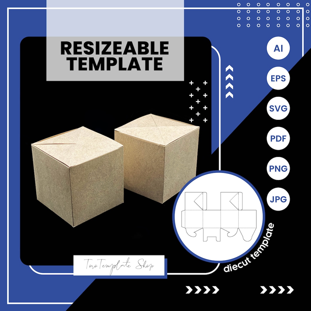 Square Box Template, Gift Box Template, Candy Box Template, Cookies Box ...