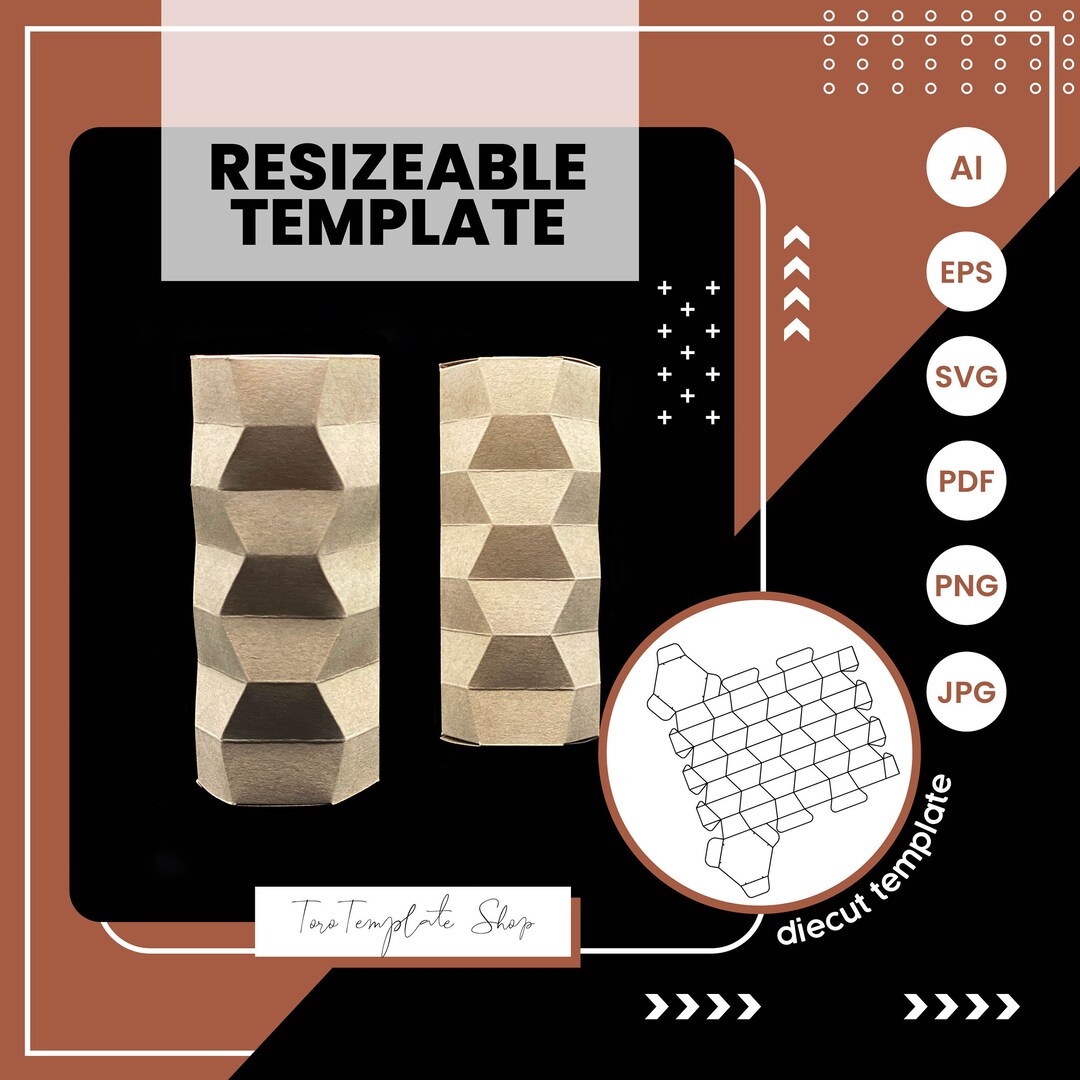 Hexagon Zigzag Box Template: Resizeable Printable (digital Download) - Etsy