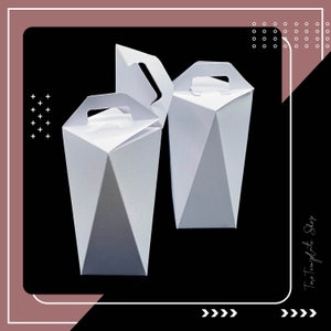 Angled Side Box With Handle Template, Gift Box Template, Candy Box ...