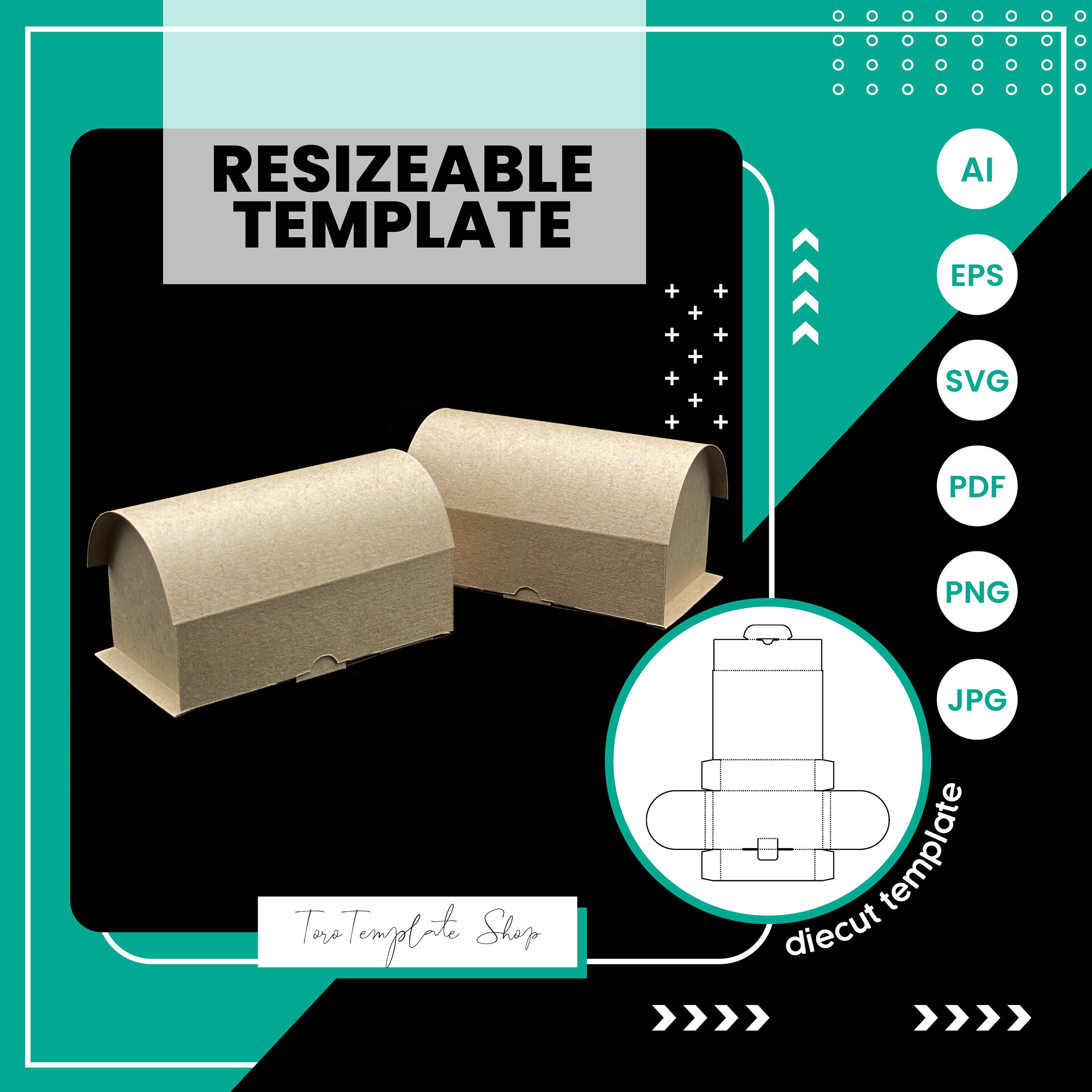 Curved Top Box Template: Printable Gift & Candy Box (digital Download ...