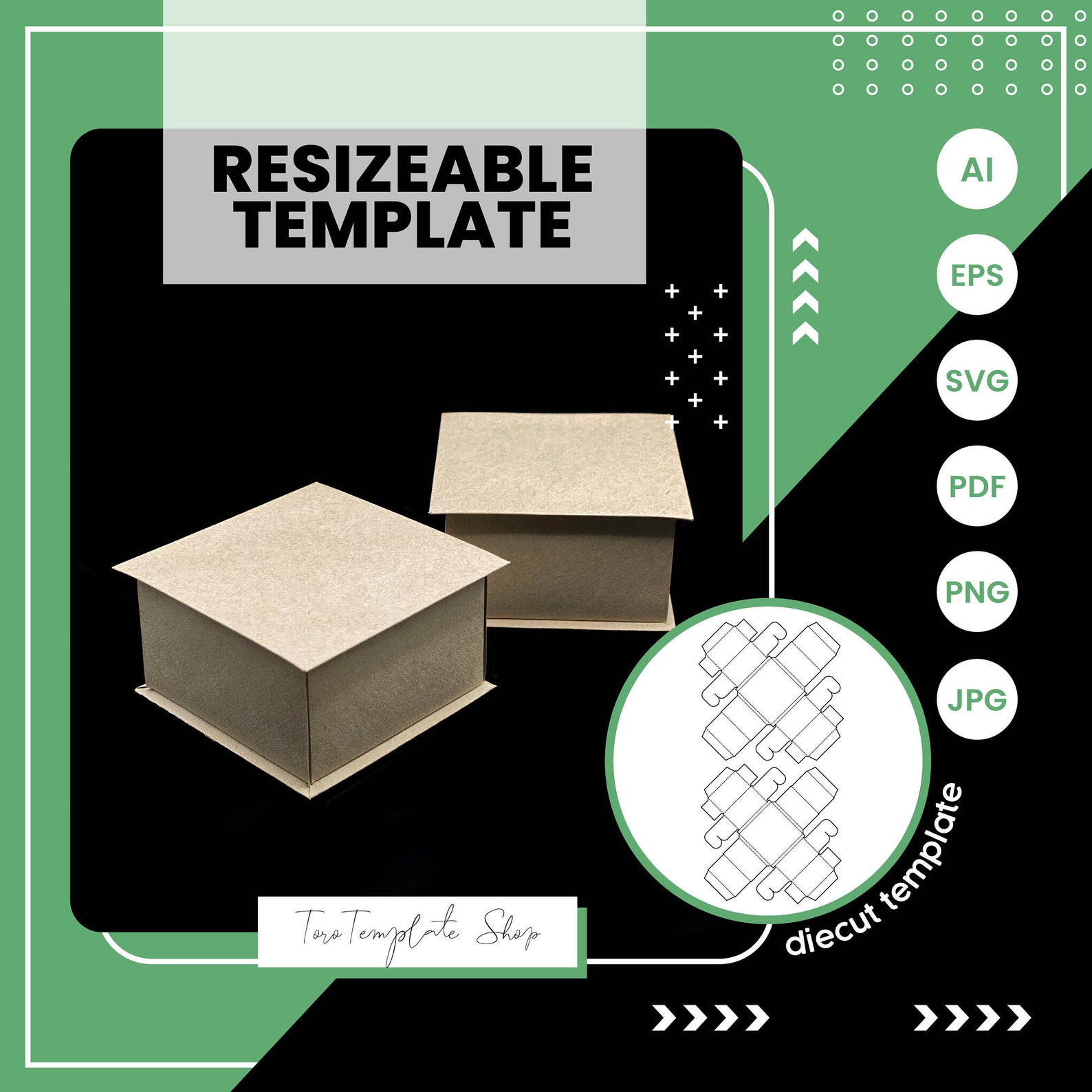 Rectangle Box With Lid Template, Gift Box Template, Candy Box Template ...